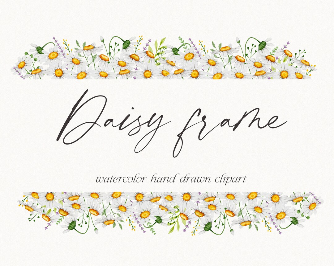 Watercolor Daisy Frame Clipart, Wildflower Frame Chamomile Clipart ...