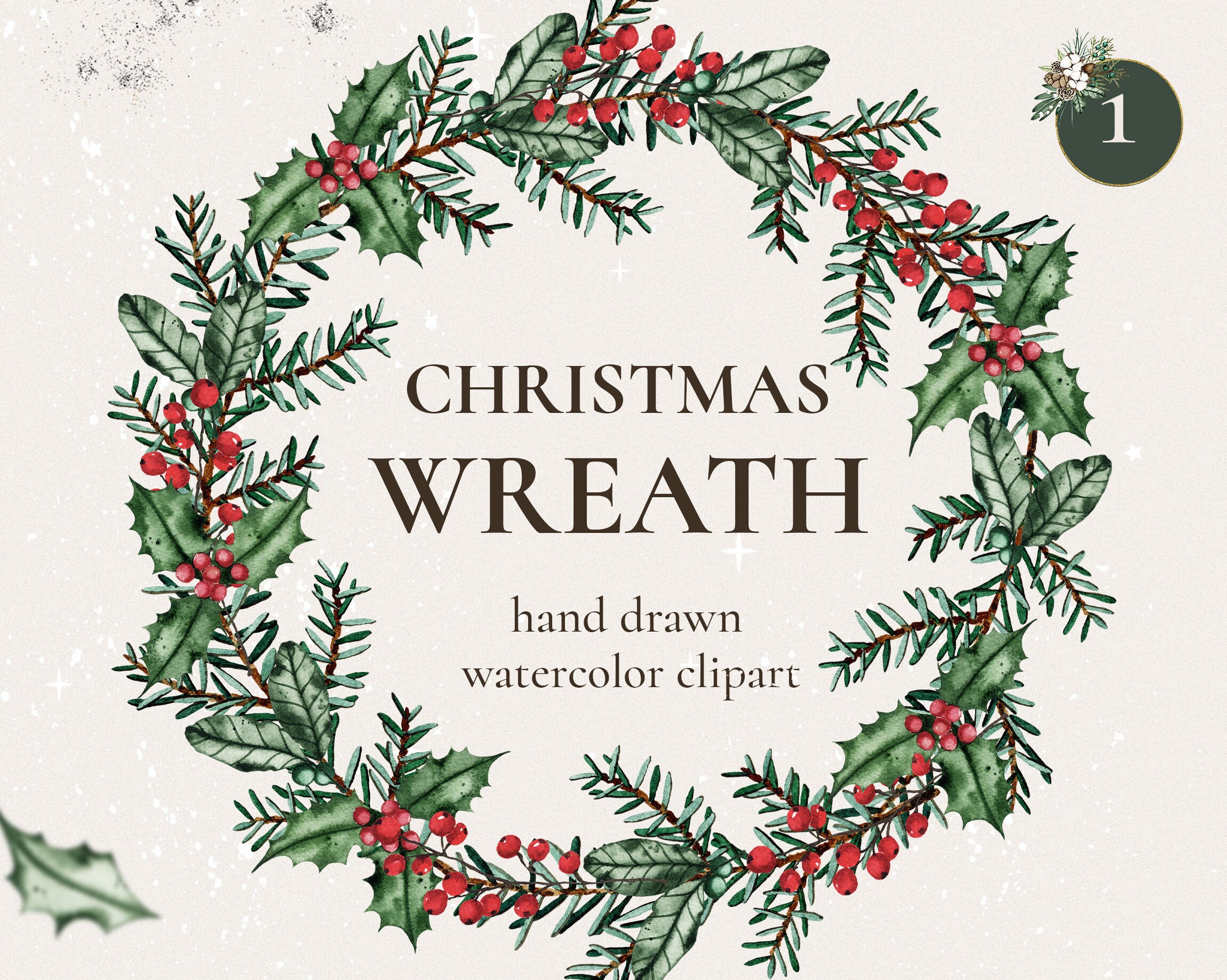 Christmas Wreath Clipart Christmas Watercolor Winter Wreath | Etsy