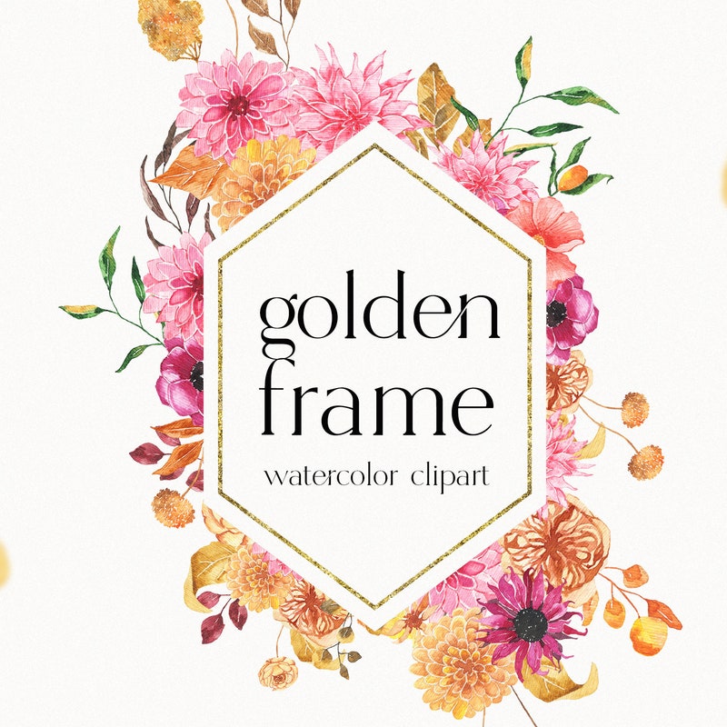 Watercolor Floral Frame Clipart - Etsy