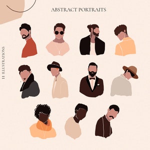 Abstract Men Portraits - Abstract Male Poster Man Print Faces - Minimal ...