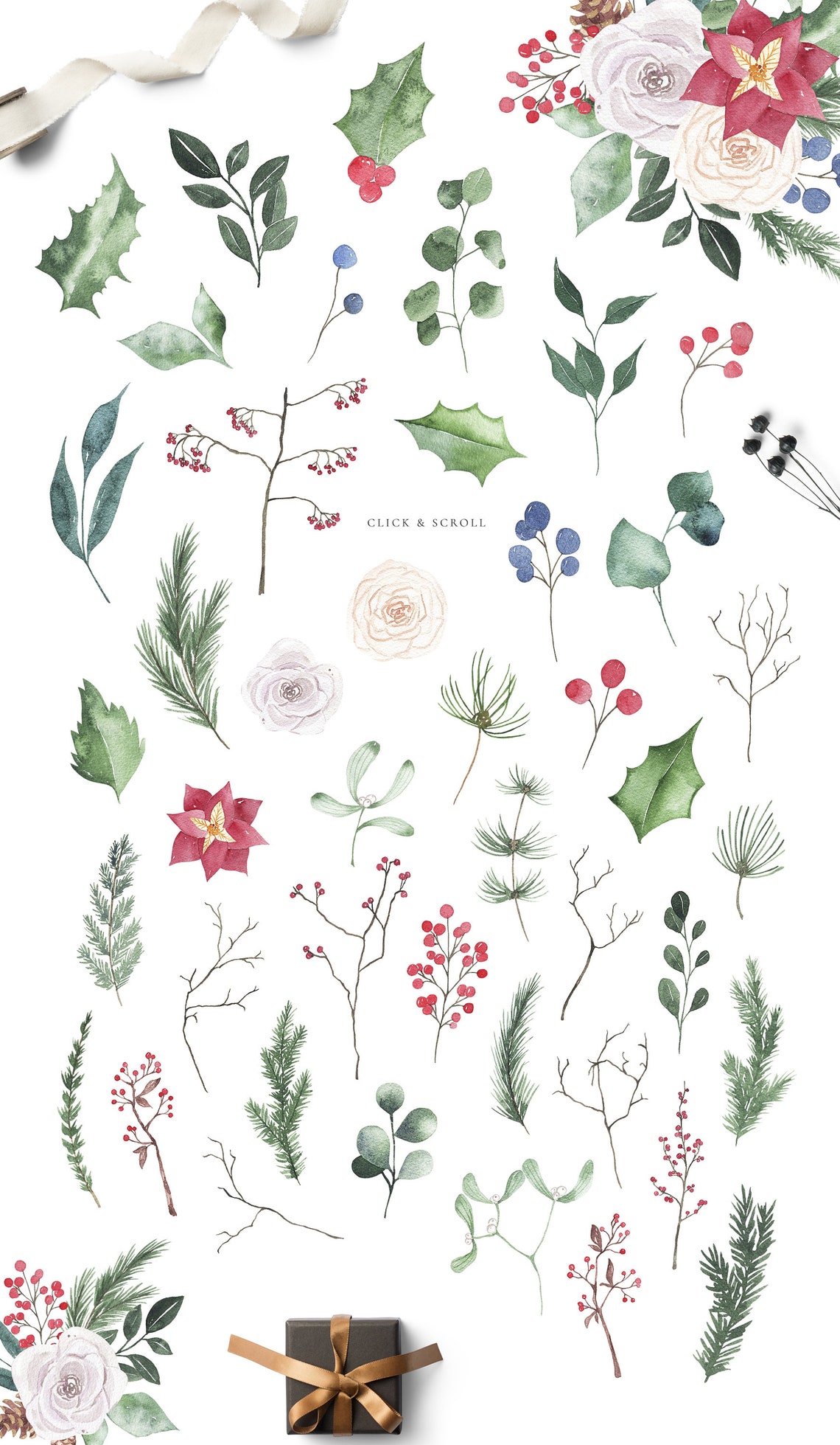 Watercolor Christmas Clipart Winter Watercolor Clipart Hand | Etsy