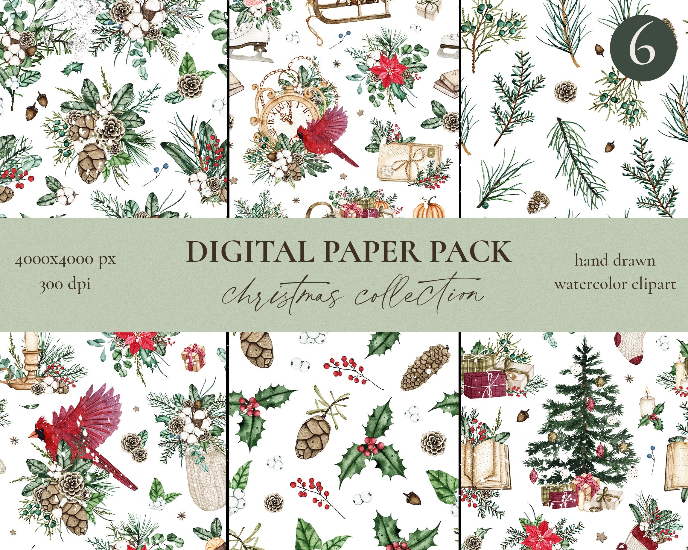 Christmas Digital Paper Pack Scrapbook Winter Digital Paper - Etsy