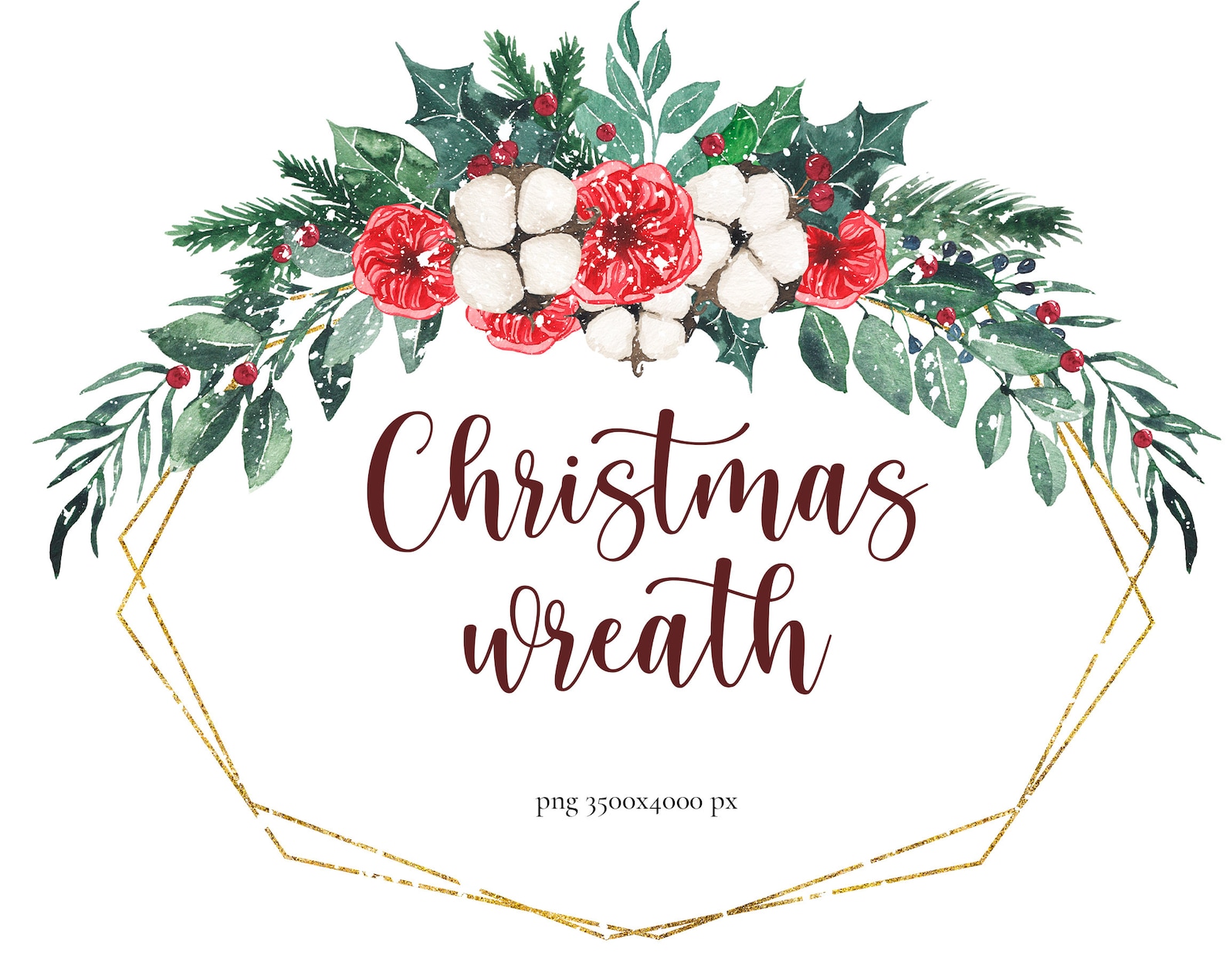 Christmas Frame Clipart Winter Floral Frame Clipart - Etsy
