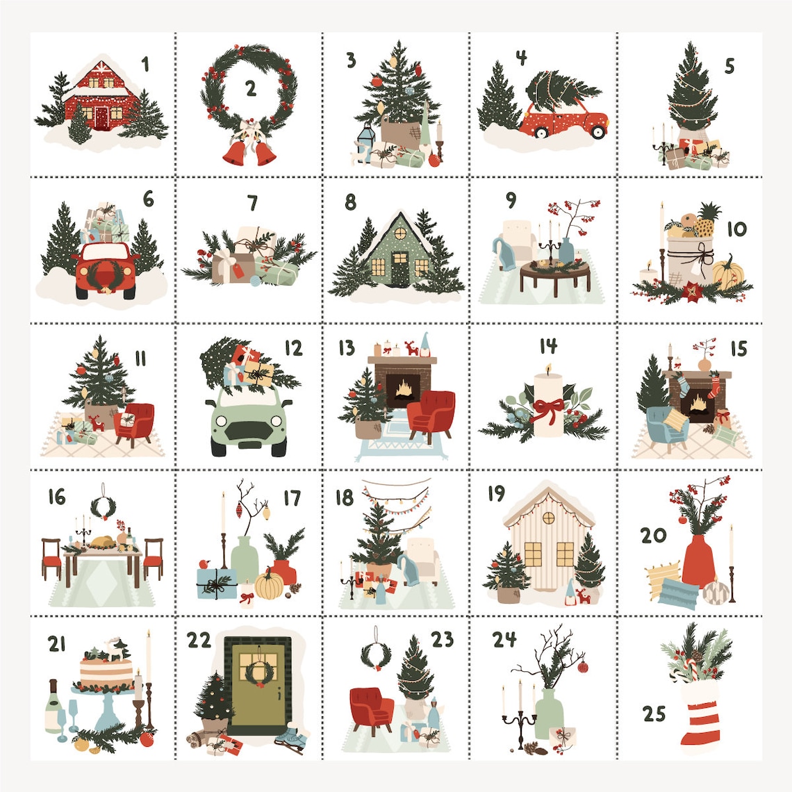 Advent Calendar Printable Christmas Advent Calendar for Kids - Etsy