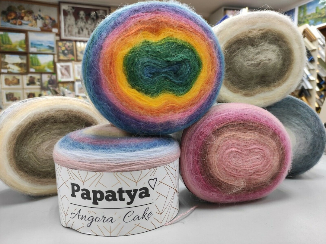 Papatya Angora Wool Yarn Cake, 200 Gr, 1100m, Self Striping DK Yarn ...