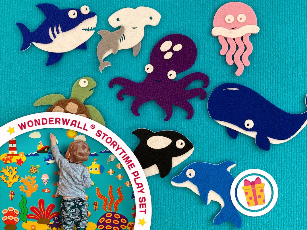 Ocean, Sea Animals Felt Play Set for Kids/underwater/felt Wall Stories ...