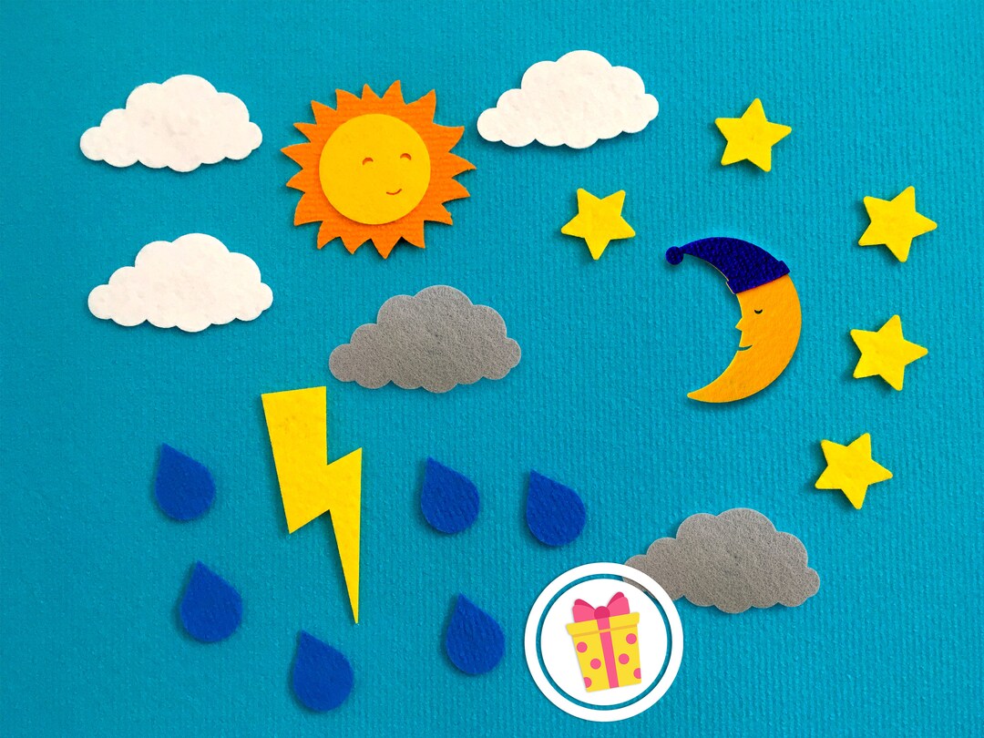 Felt Sun Moon Stars Clouds Lightning Rain VELCRO® Toys - Etsy