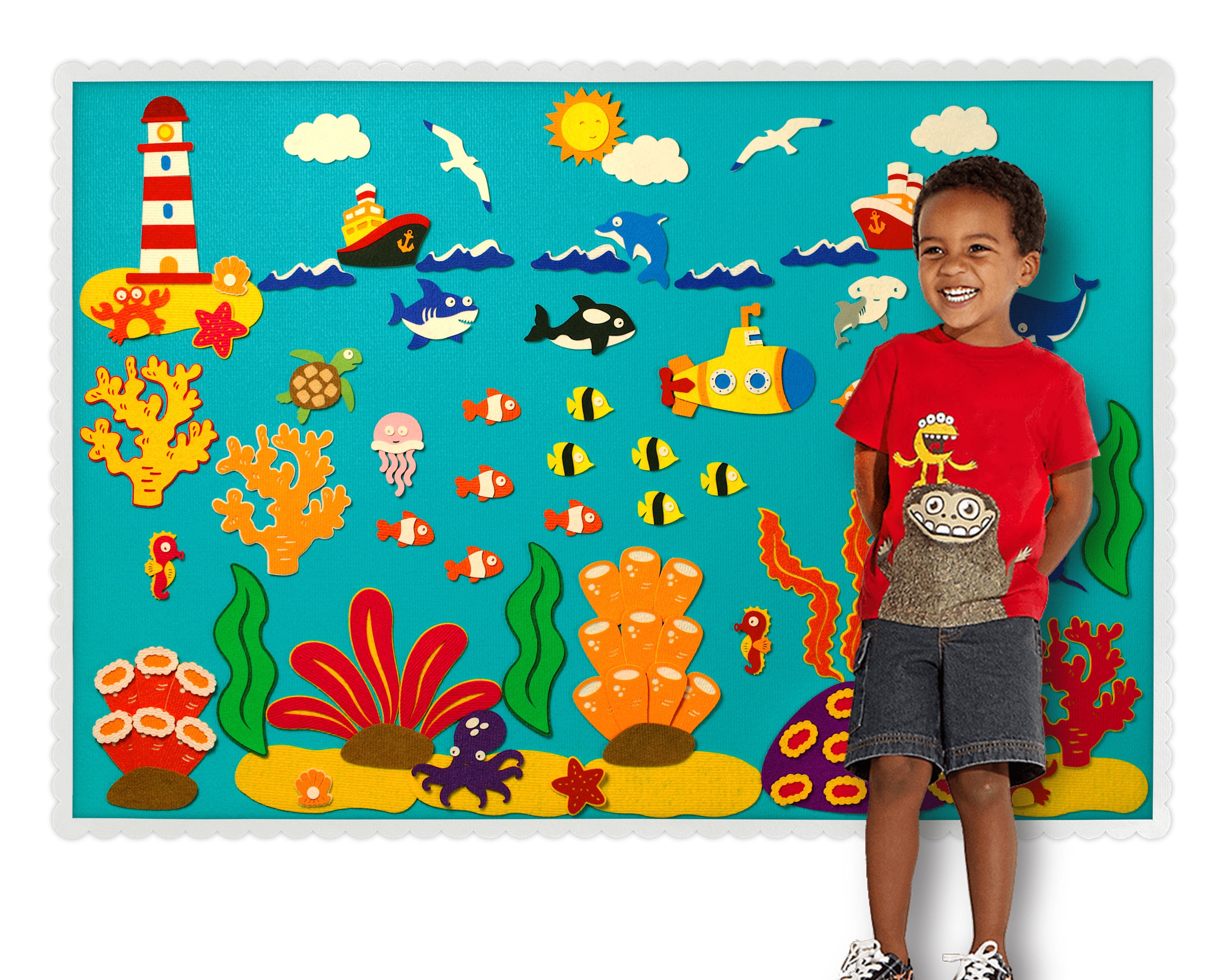 Play Set Ocean, Underwater Felt Board Stories VELCRO® Toys/ Early ...