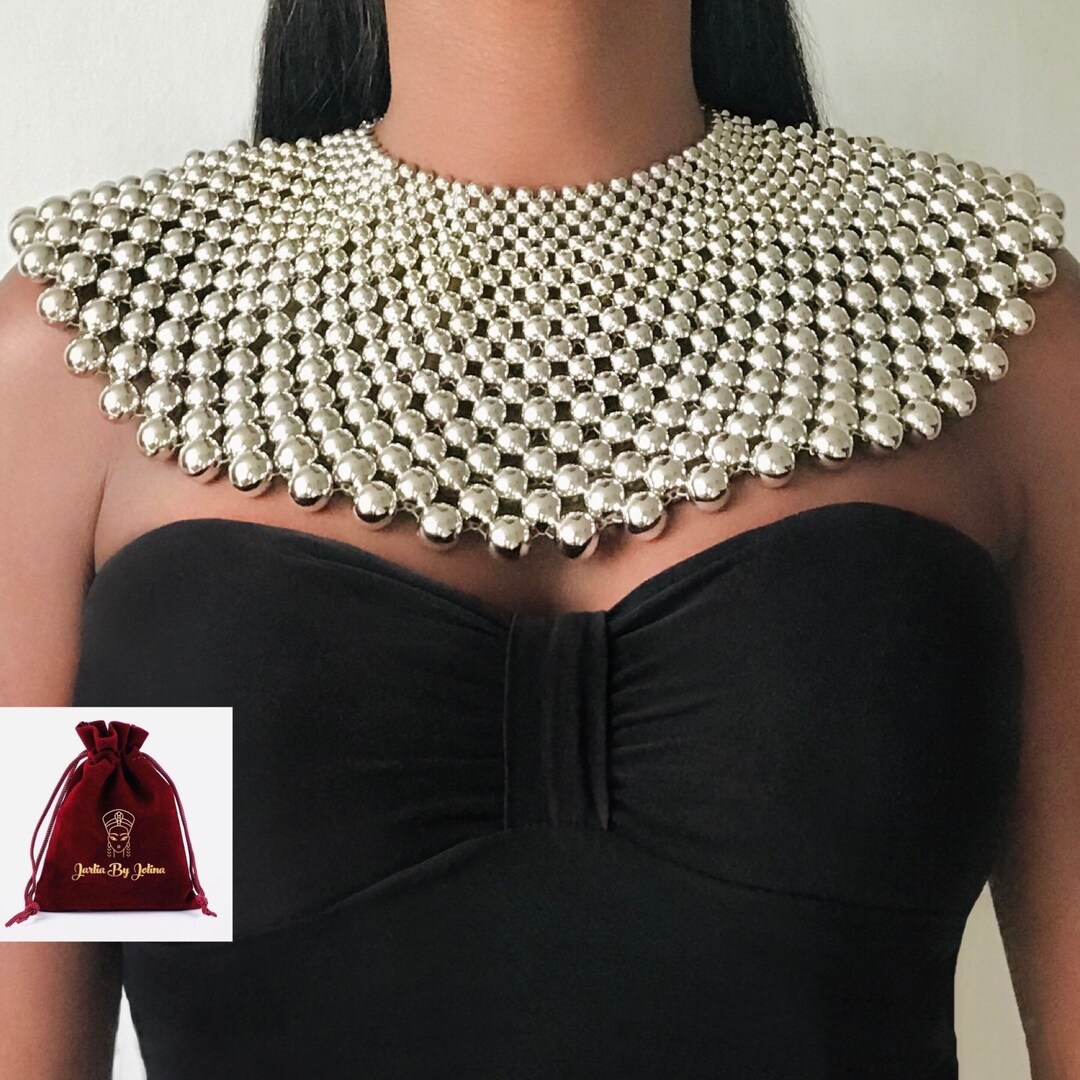 Beaded Necklace Silver Big African Statement Etsy