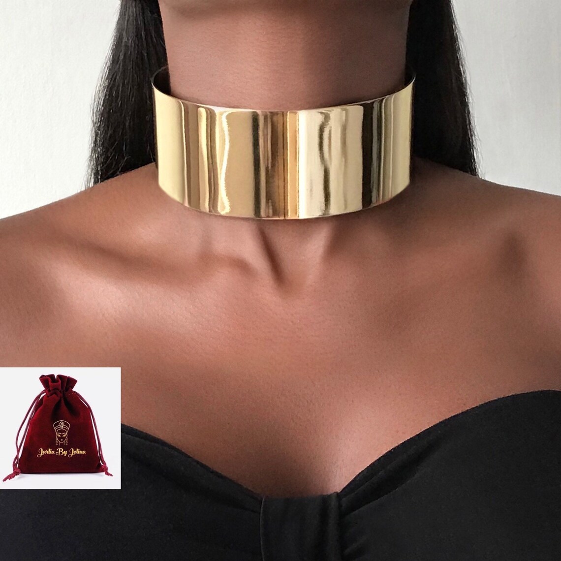 CHOKER Necklace Large or Small Round Smooth Surface African Cuff Collar ...