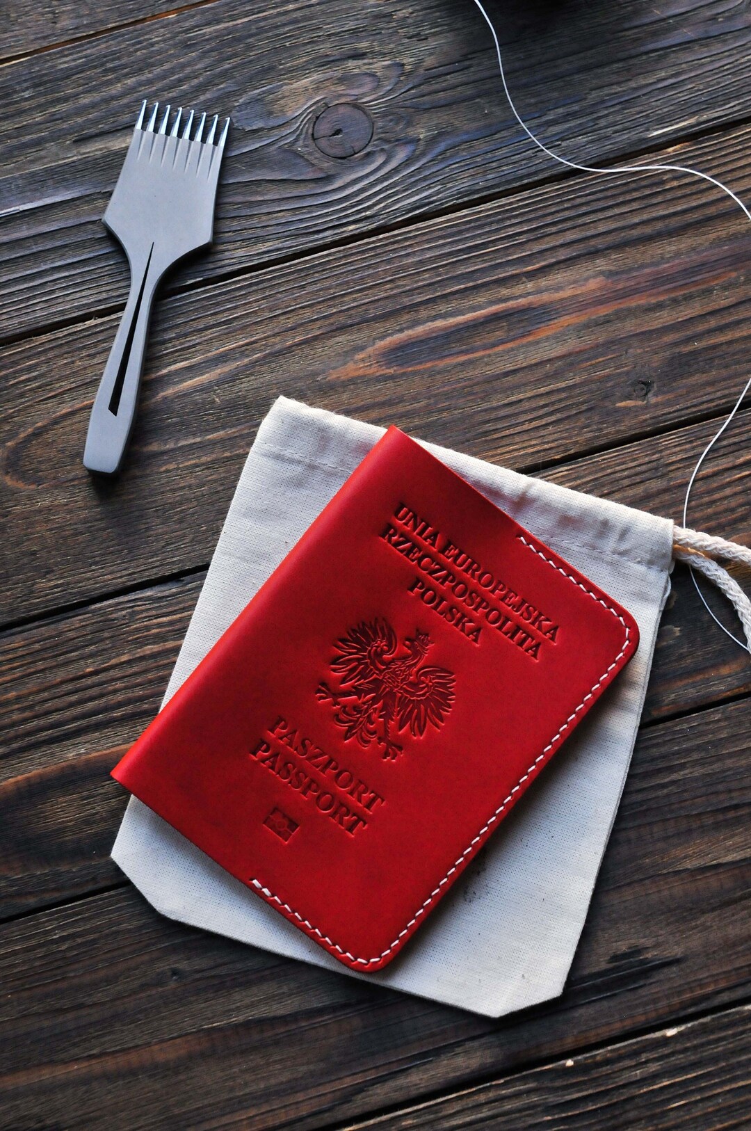 Polish Passport Cover, Leather Passport Case, Red Leather Passport ...