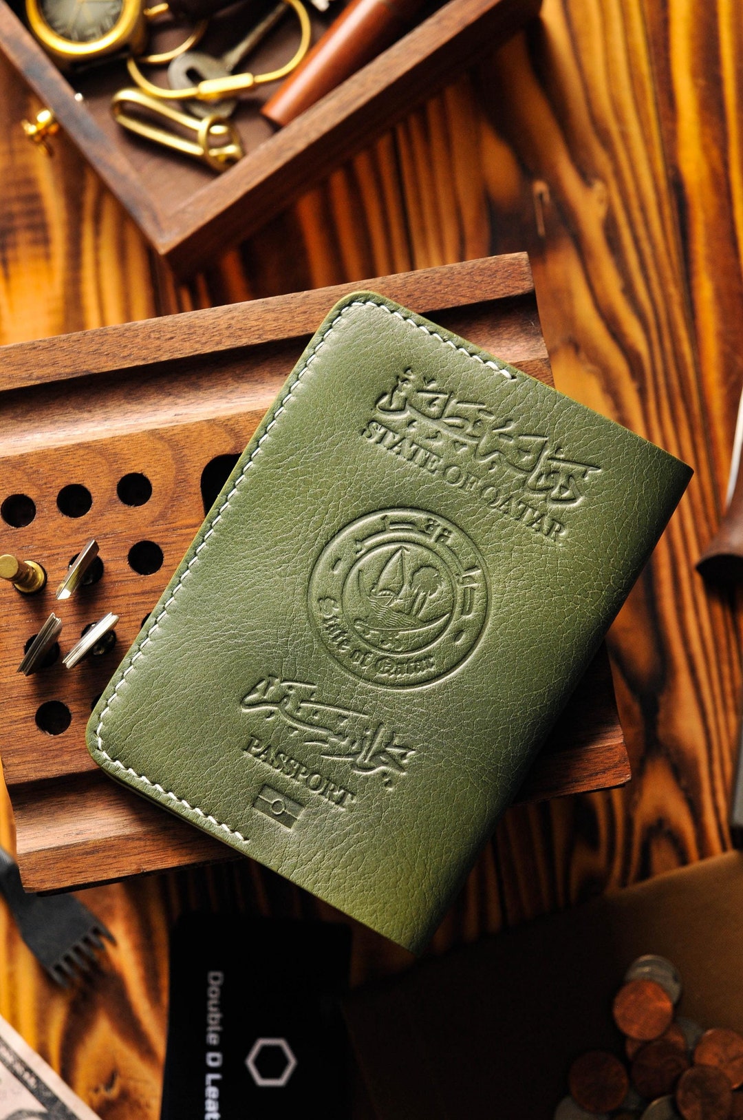 Leather Holder for Qatar Passport, Qatari Passport, Arabic Passport ...