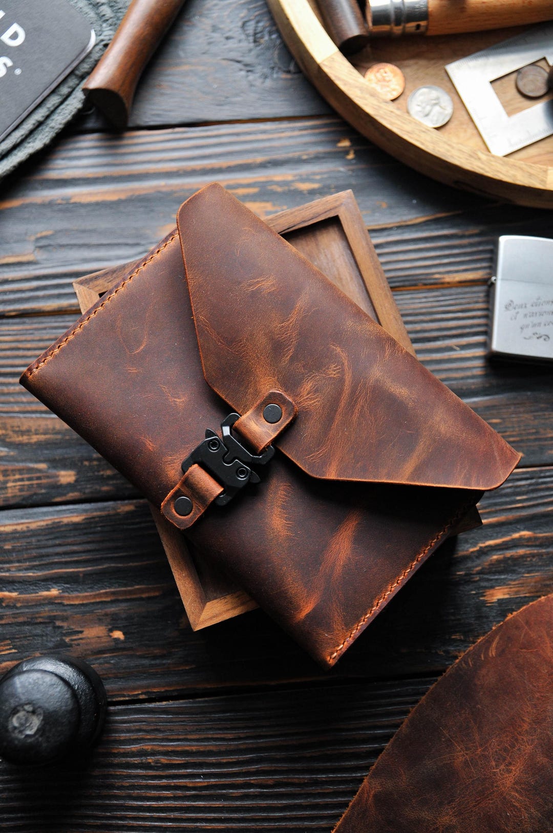Leather Tobacco Pouch, Travel Organizer for Smoking Accessories ...