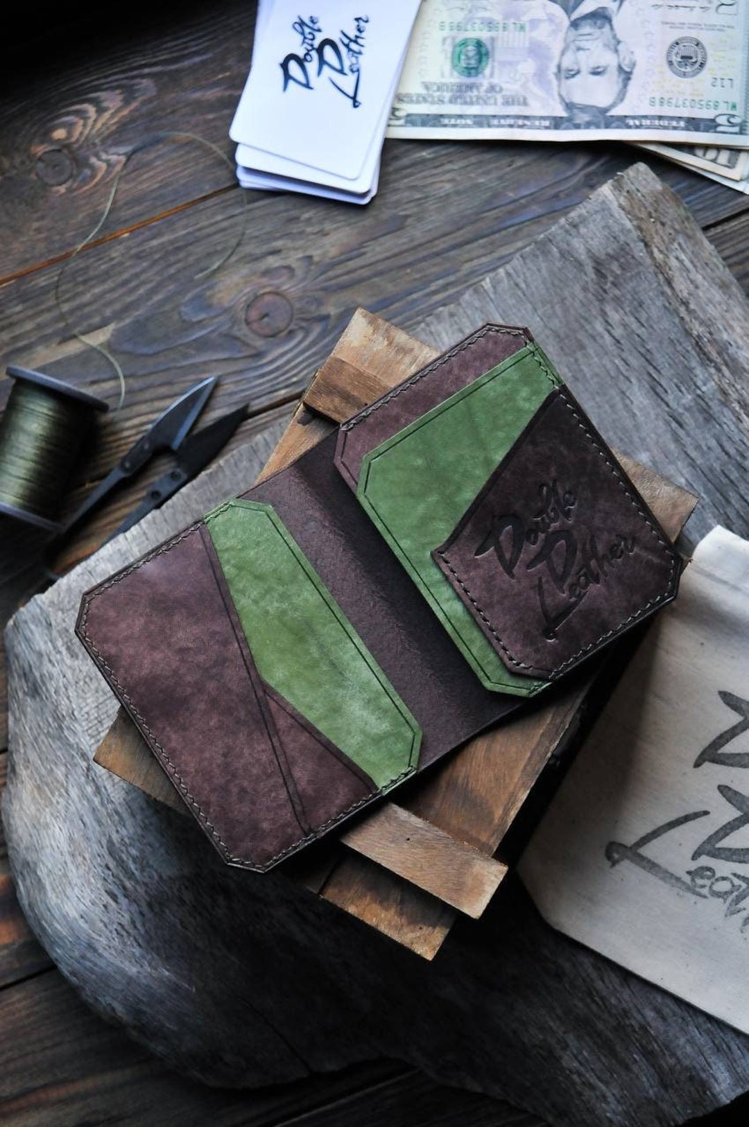 Сolorful Leather Wallet, Combined Colors Wallet, Minimalist Wallet ...