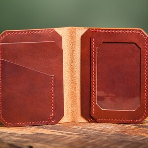 Brown Leather Mini Id Wallet, Minimalist Zipper Wallet, Small Pocket ...