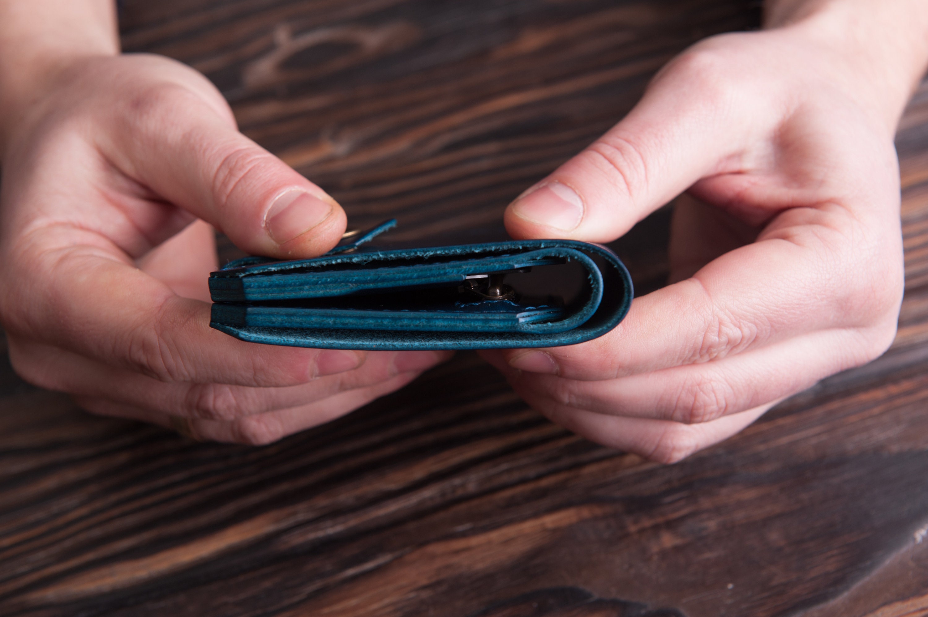 Custom Leather Bifold Wallet for Boy, Teenager Birthday Gift, Blue ...