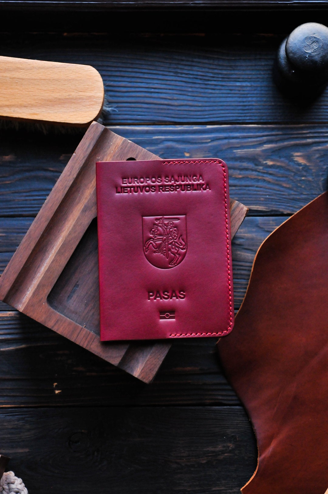 Leather Holder for Lithuanian Passport, Lithuania Passport, Gift for ...