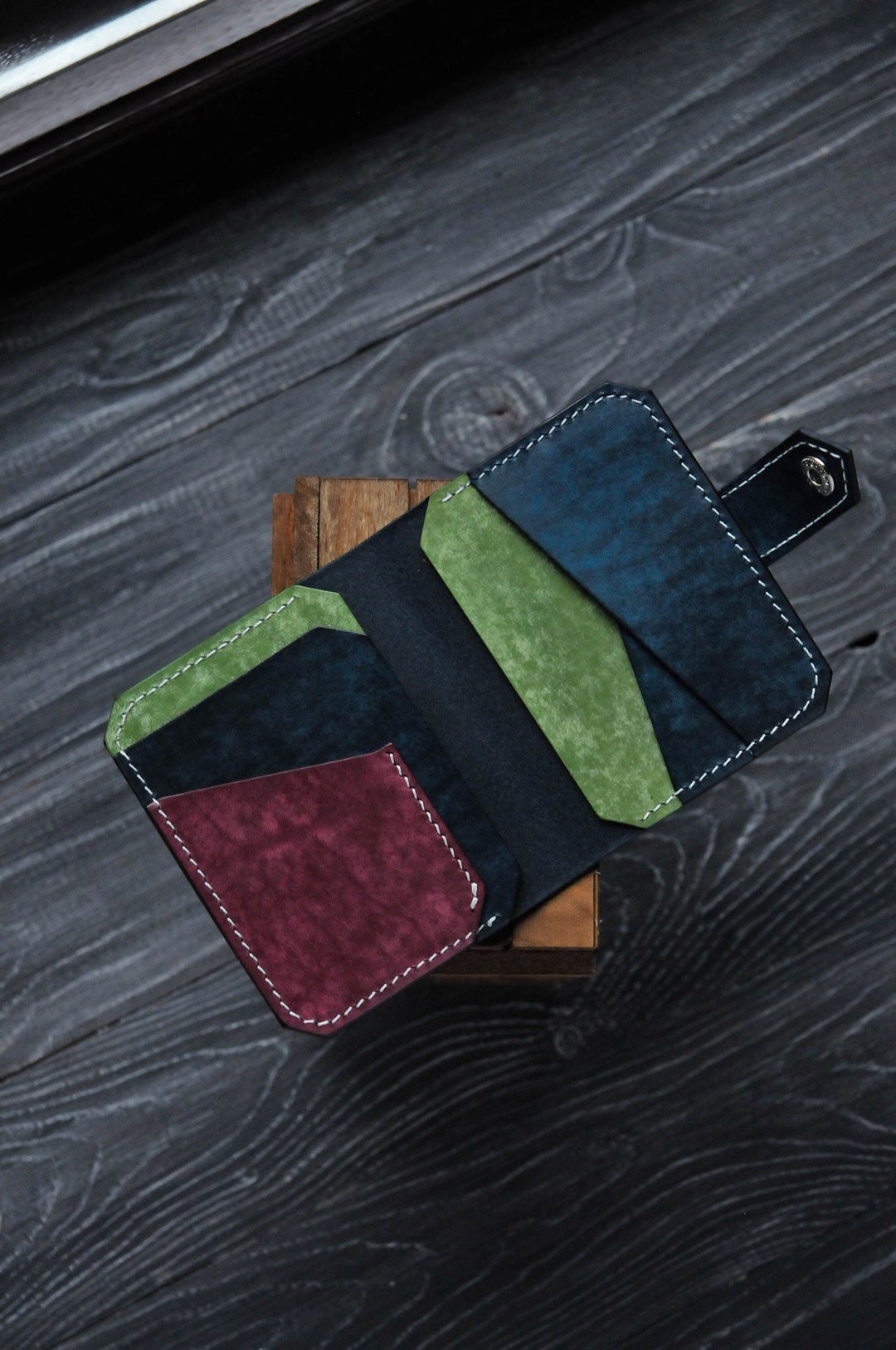 Multicolor Minimalist Leather Wallet, Bright Billfold for Man ...