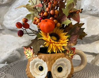Silk Modern Fall Owl One-sided Arrangement - Etsy