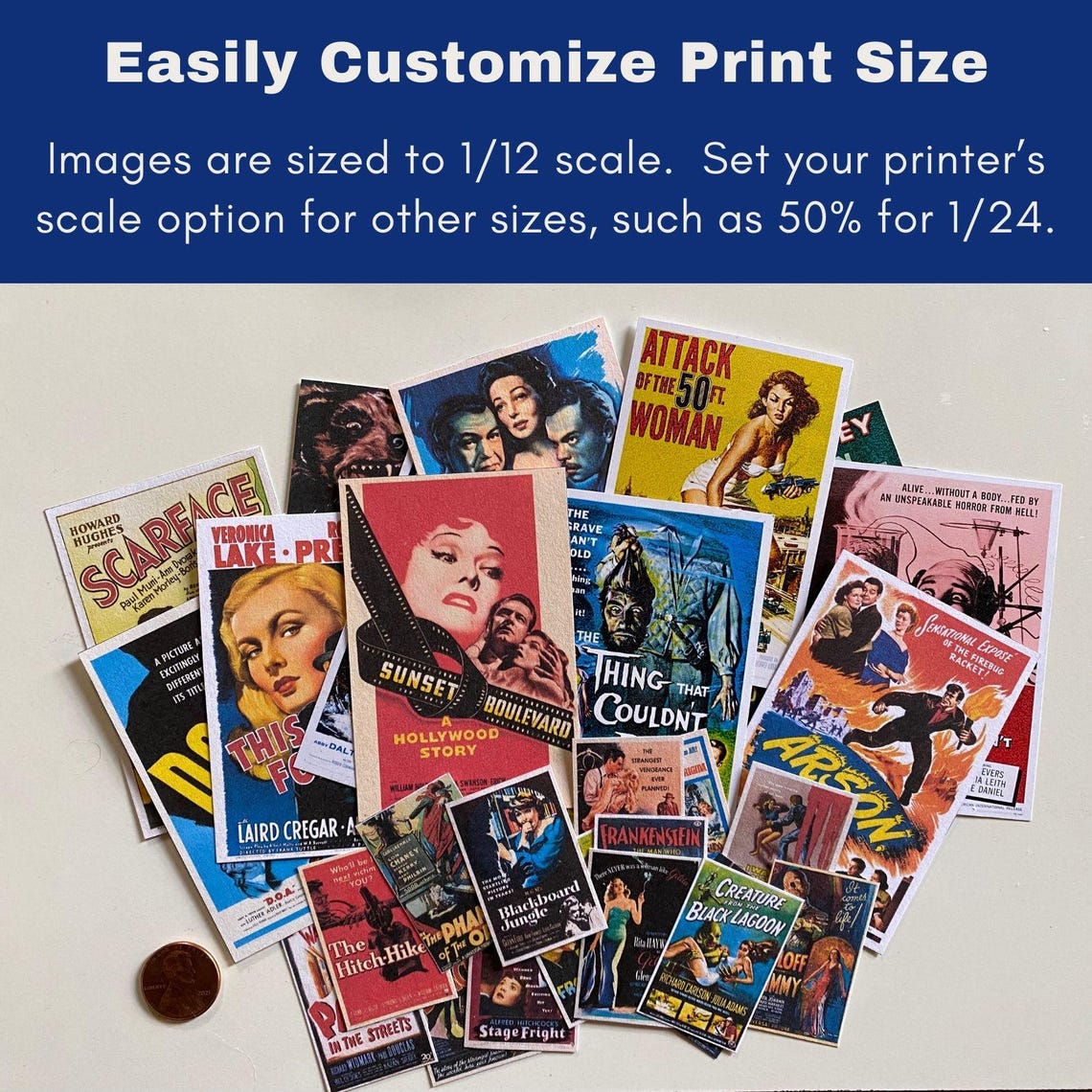 Miniature Movie Posters: Vintage Hollywood Horror, Noir, Crime (digital ...