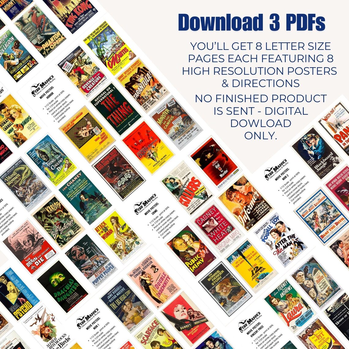 Miniature Movie Posters: Vintage Hollywood Horror, Noir, Crime (digital ...