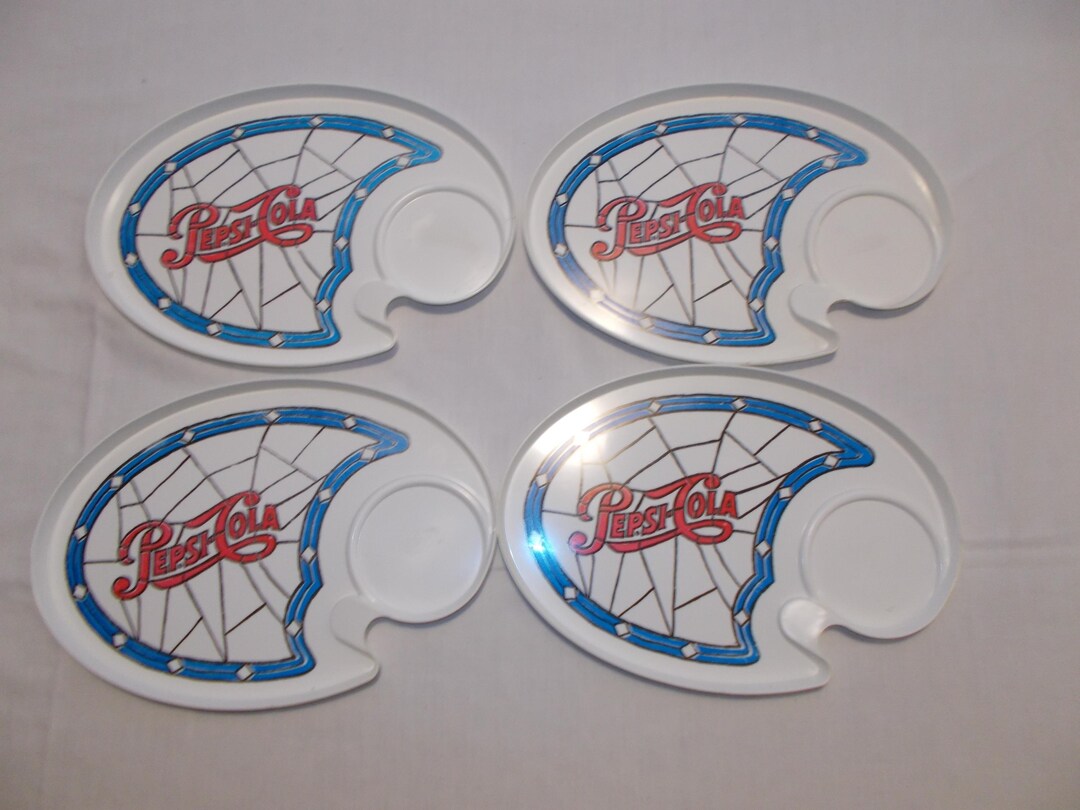 Vintage Set of 4 Pepsi Cola Plastic Serving Snack Trays Tiffany Style ...
