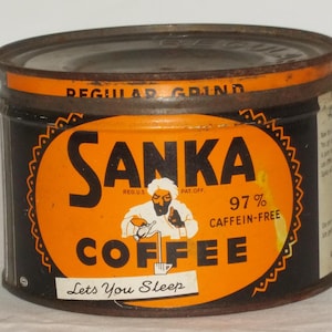 Vintage 1950's Sanka Coffee Tin 1 Pound Tin Can With Lid Very NICE - Etsy
