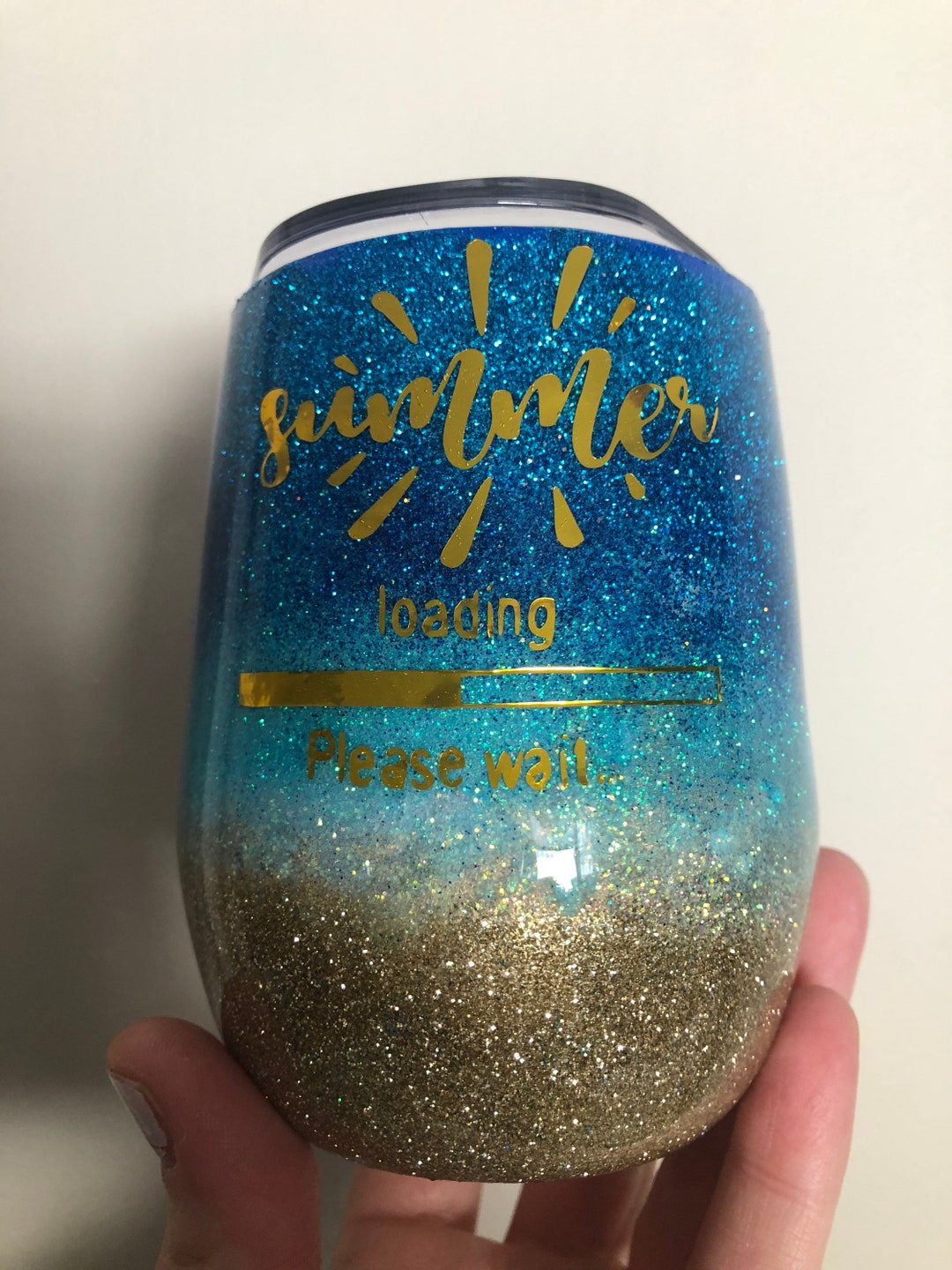 Summer Loading Glitter Wine Tumbler - Stainless Steel - Coffee Cup ...