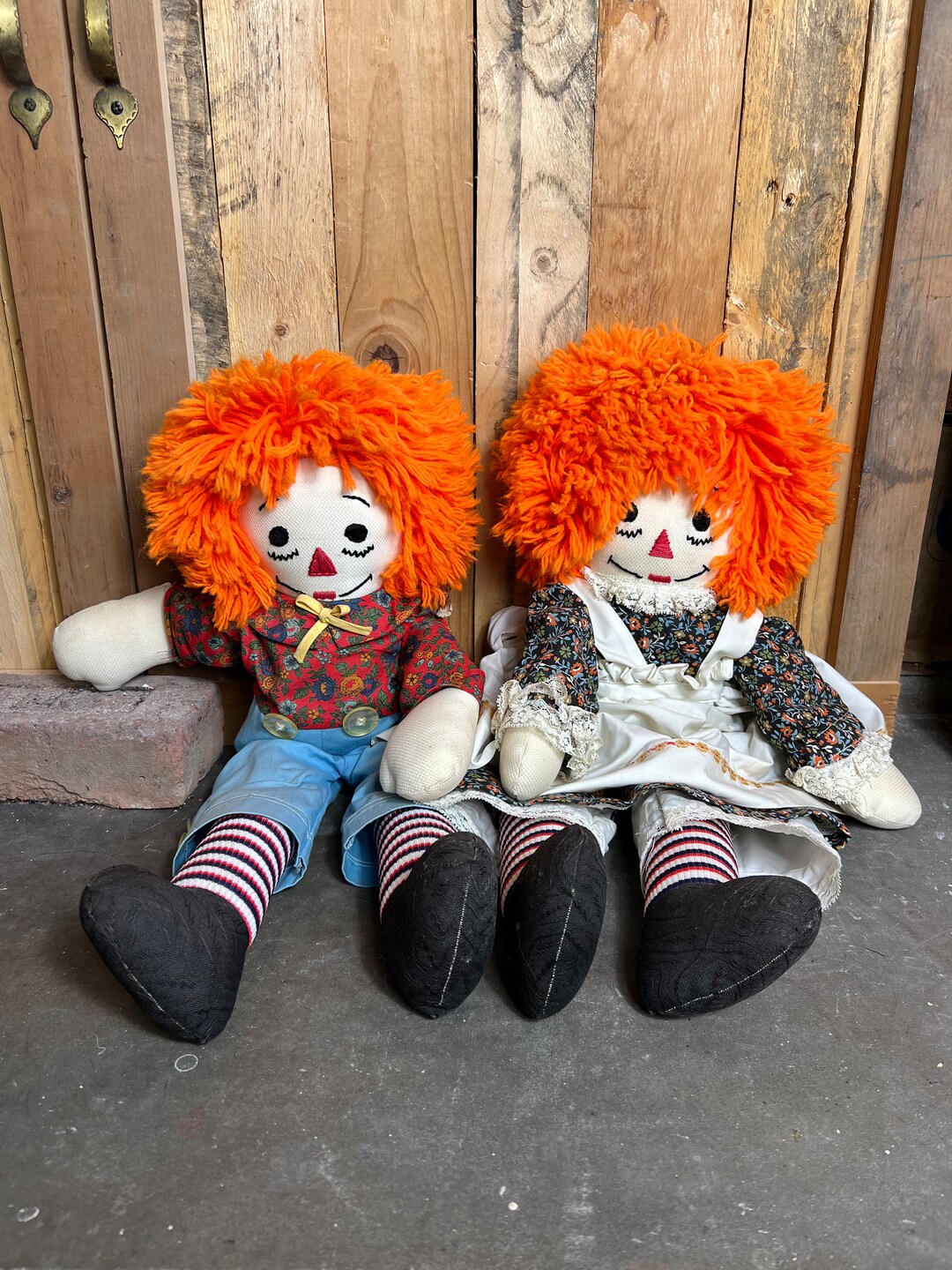 Vintage Handmade Raggedy Ann and Andy Dolls - Etsy