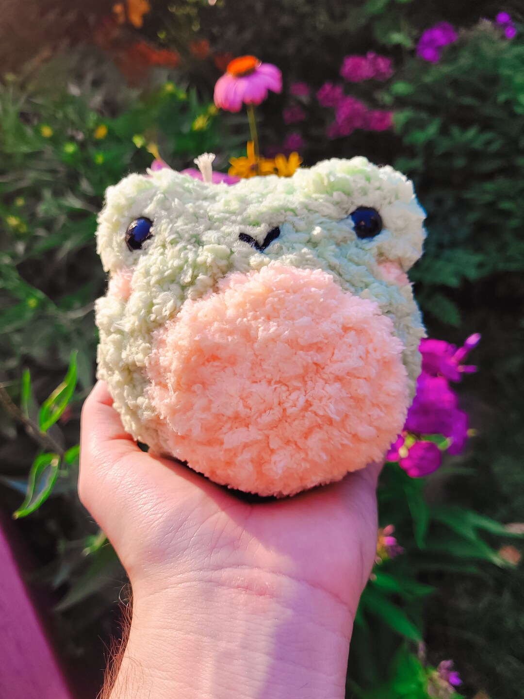 Clover the Fuzzy Frog Crochet Amigurumi Stuffed Fluffy Yarn Plush Frog ...