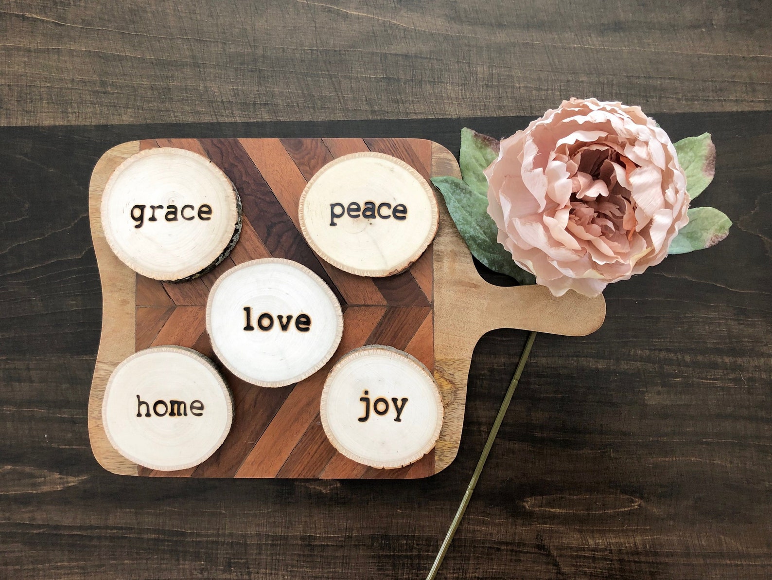 Woodburned Word Coasters - Personalized Coasters, Birch Coasters ...
