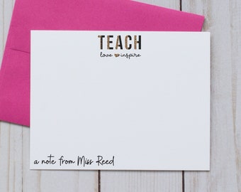 Personalized Teacher Note Cards Pink Tower Note Card Set - Etsy