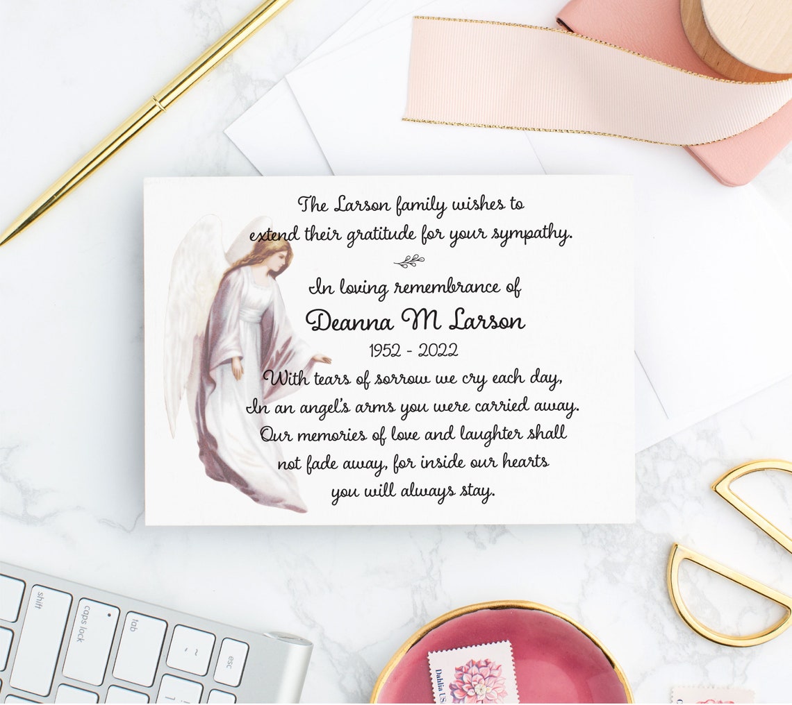 Personalized Angel Sympathy Thank You Cards With Envelopes - Etsy