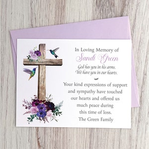 Christian Funeral Thank You Cards FLAT or FOLDED Personalized ...