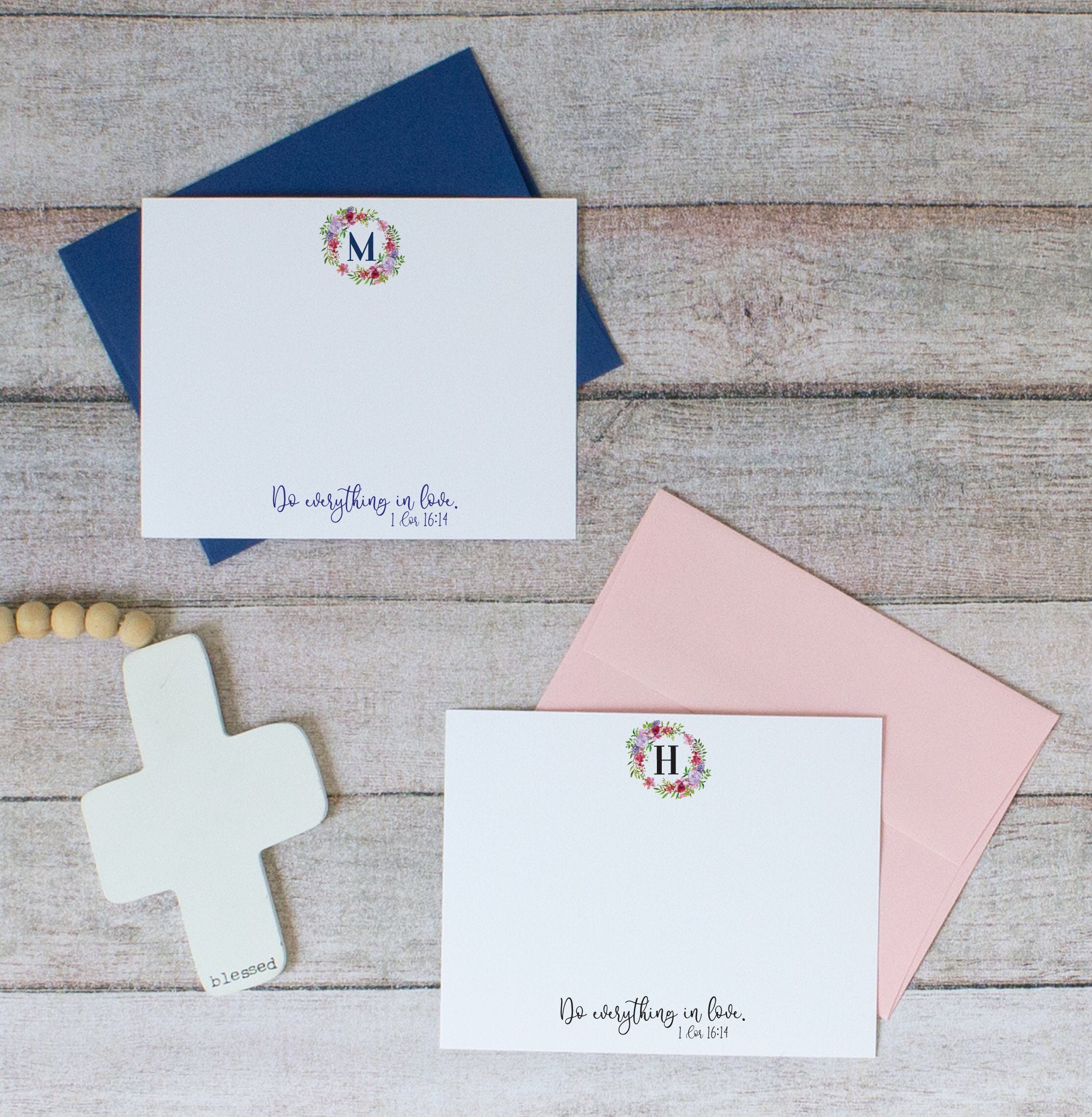 Monogram Stationery Set Scripture Note Cards With Envelopes - Etsy