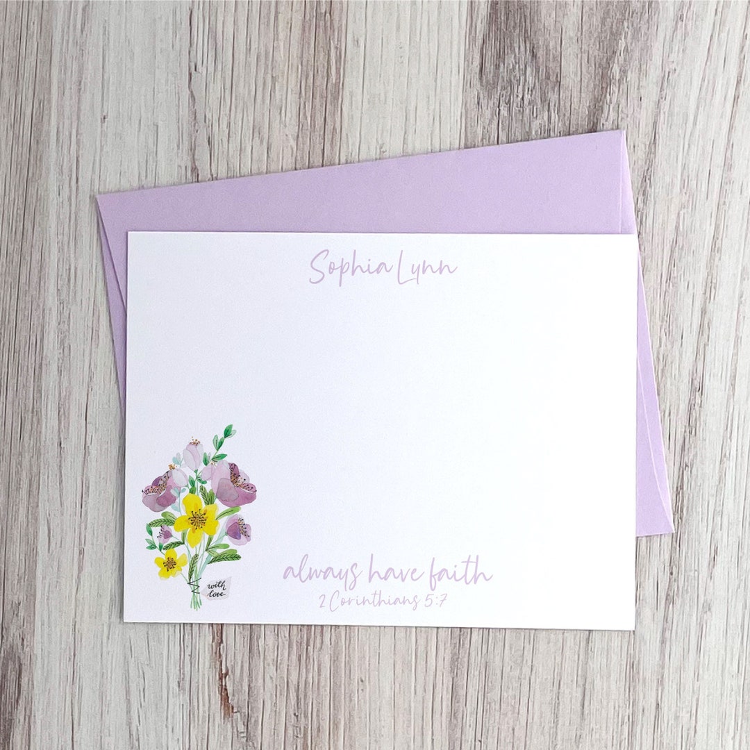 Personalized Religious Stationary for Women Set of 10 FLAT Cards 2 ...