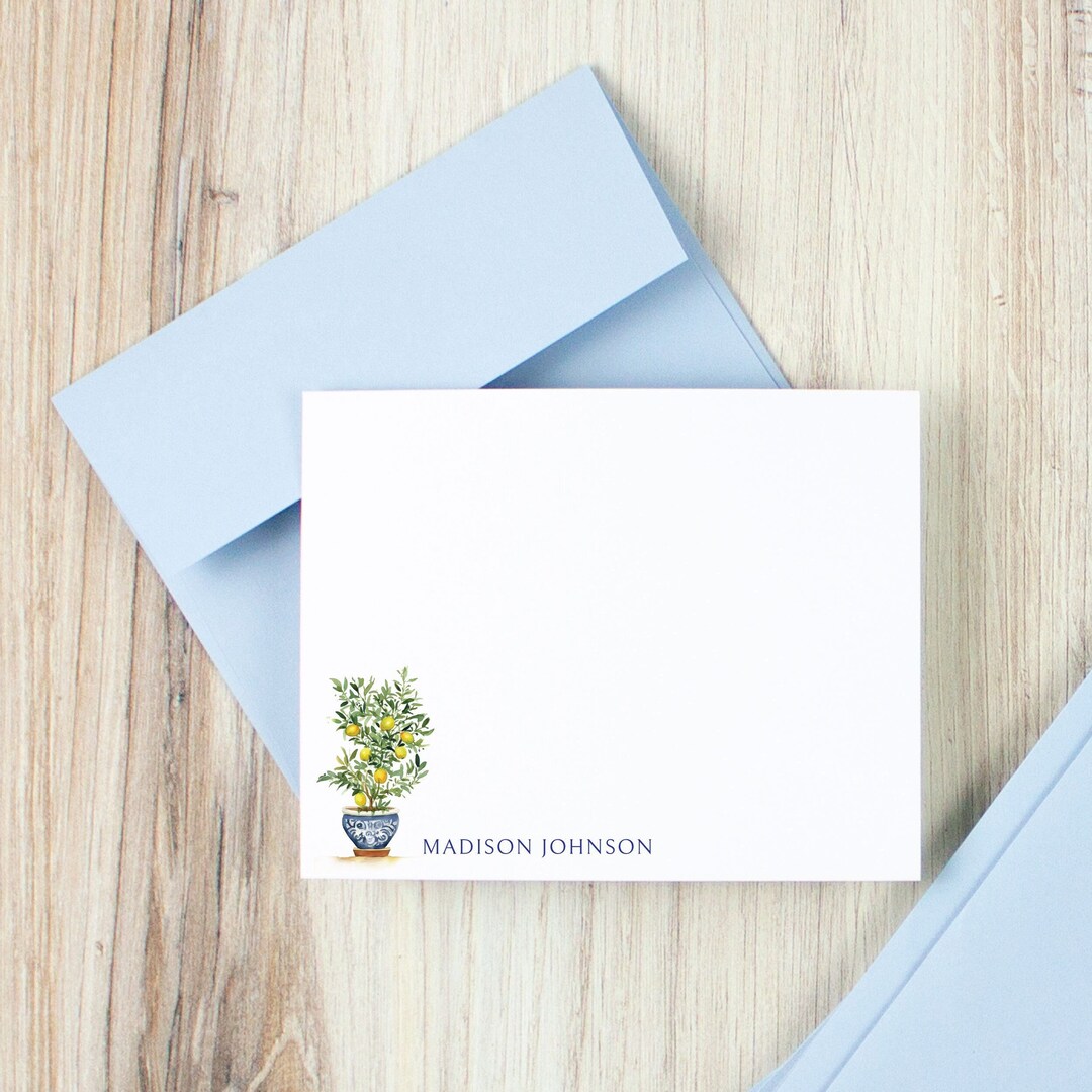 Lemon Chinoiserie Stationery Set for Women Personalized Stationary Set ...