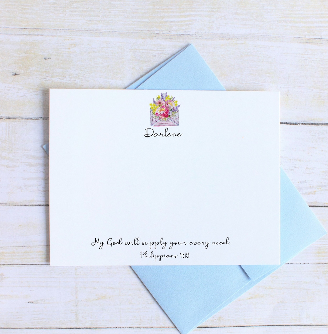 Personalized Bible Verse Note Cards: Floral Stationery Set - Etsy