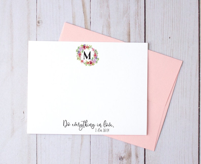 Monogram Stationery Set Scripture Note Cards With Envelopes - Etsy
