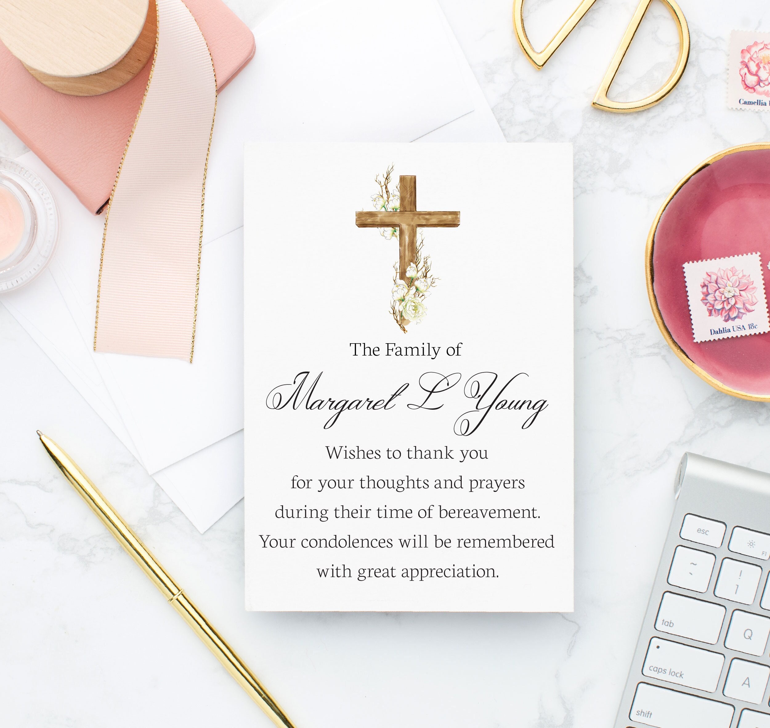 Catholic Sympathy Acknowledgement Card Christian Thank You - Etsy