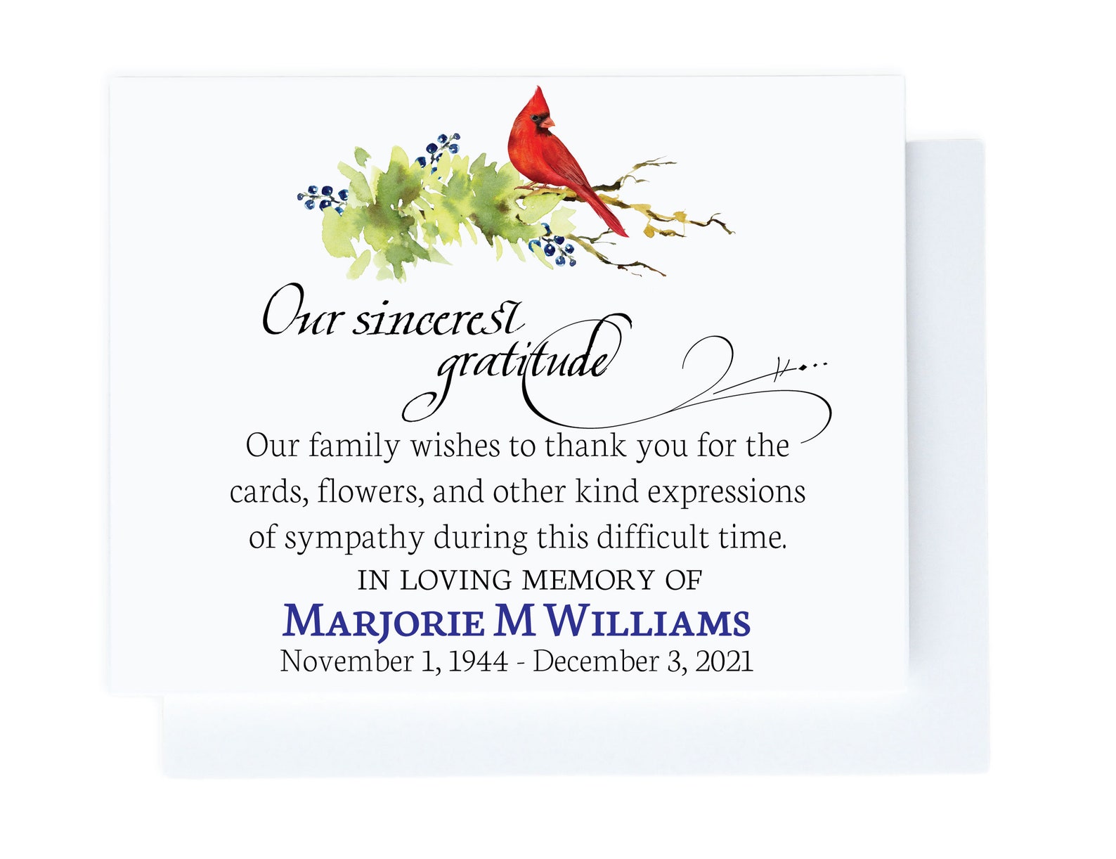 Personalized Funeral Thank You Notes Choose Quantity Red - Etsy