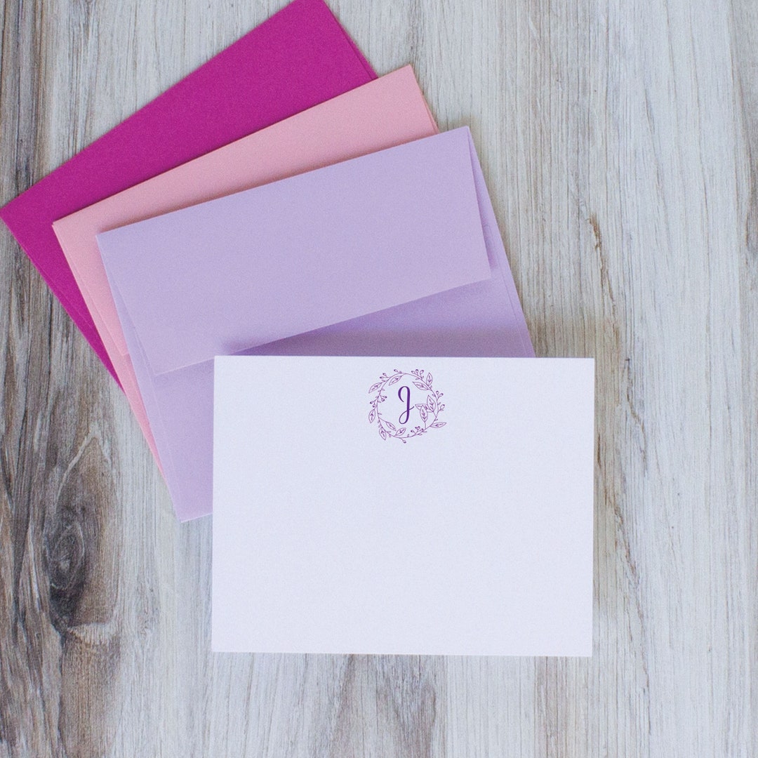 Monogram Stationery Set: Initial Notecards With Envelopes - Etsy
