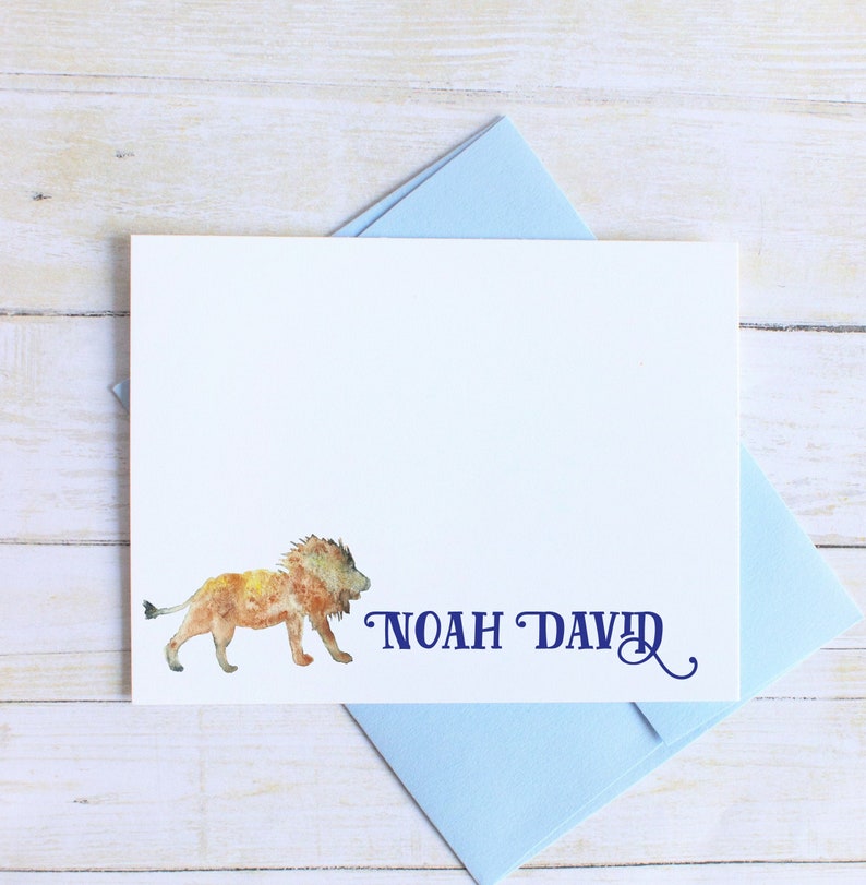 Lion Stationary Set for Boys Personalized Note Cards Thank - Etsy