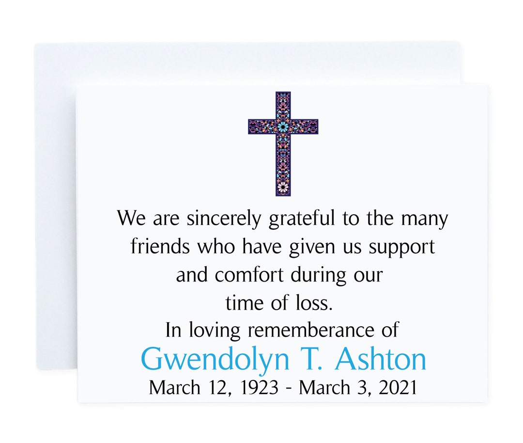 Catholic Funeral Thank You Cards With Envelopes Choose Quantity and Ink ...