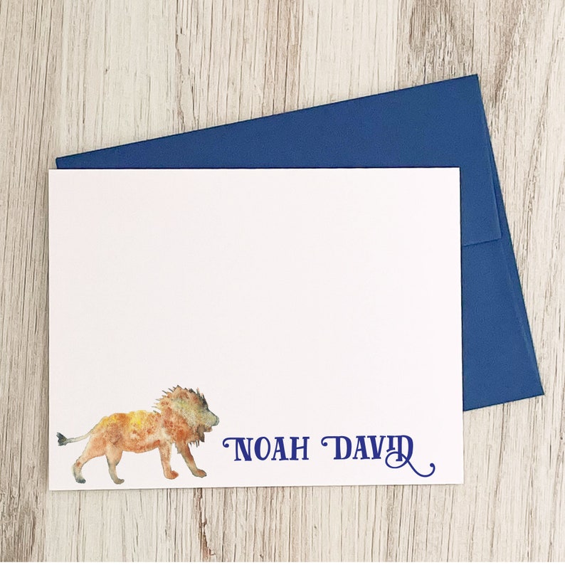 Lion Stationary Set for Boys Personalized Note Cards Thank - Etsy