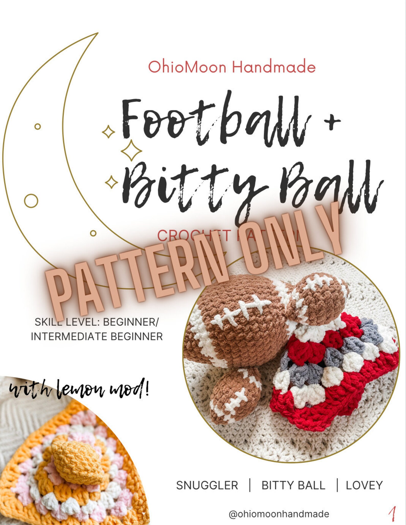 Crochet Football Pattern: Bitty Ball & Lovey (digital Download) - Etsy