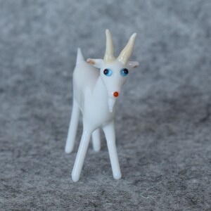 Glass White Goat Figurine, Lampwork Goat, Blown Glass Goat, Cute Goat ...