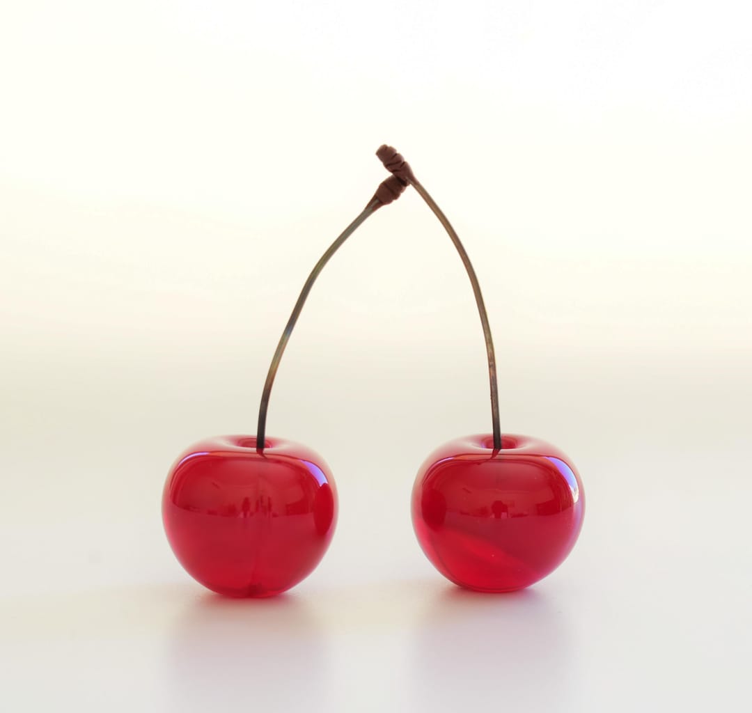 Glass Cherry, Lampwork Cherry, Realistic Glass Cherry, Murano Glass ...