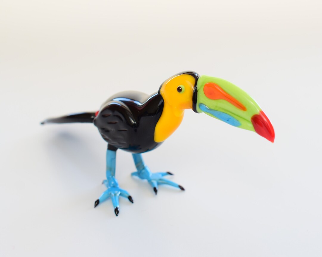 Glass Toucan Figurine, Keel-billed Toucan, Lampwork Toucan, Glass ...