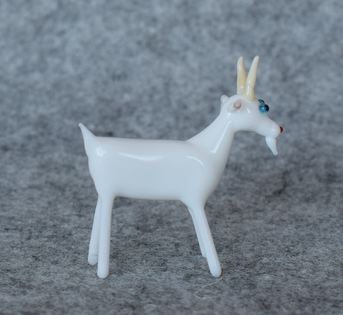 Glass White Goat Figurine Lampwork Goat Blown Glass Goat - Etsy